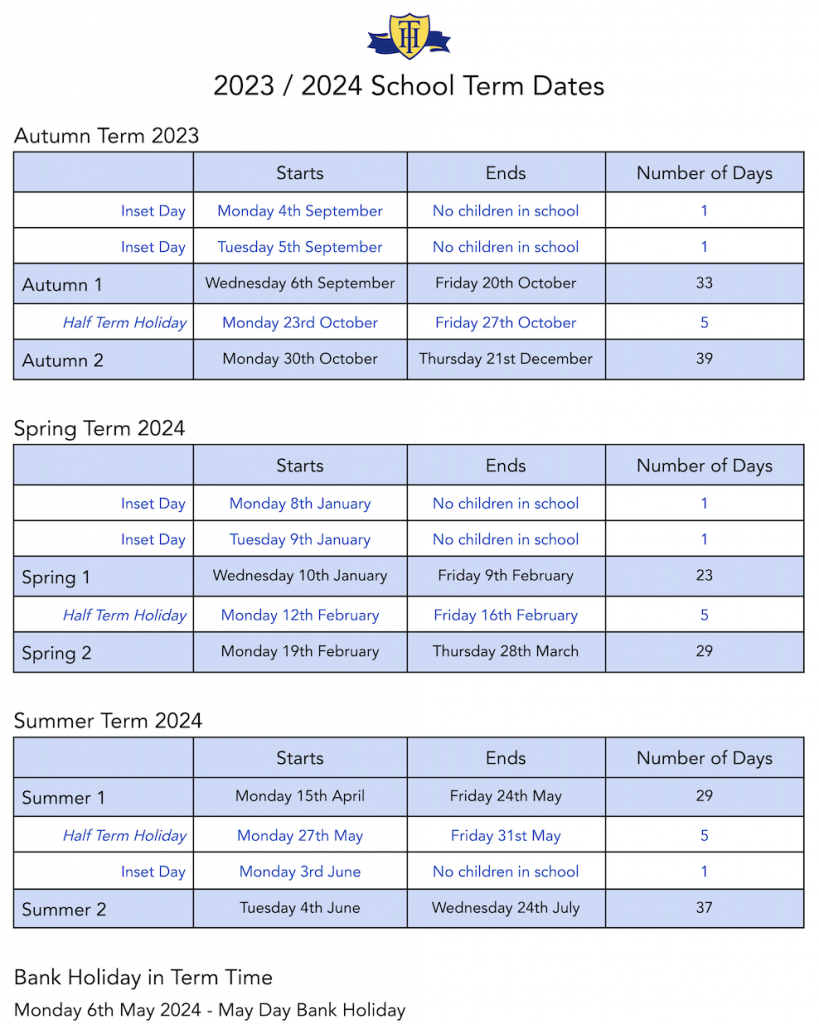 Holy Trinity Primary School | School Term Dates
