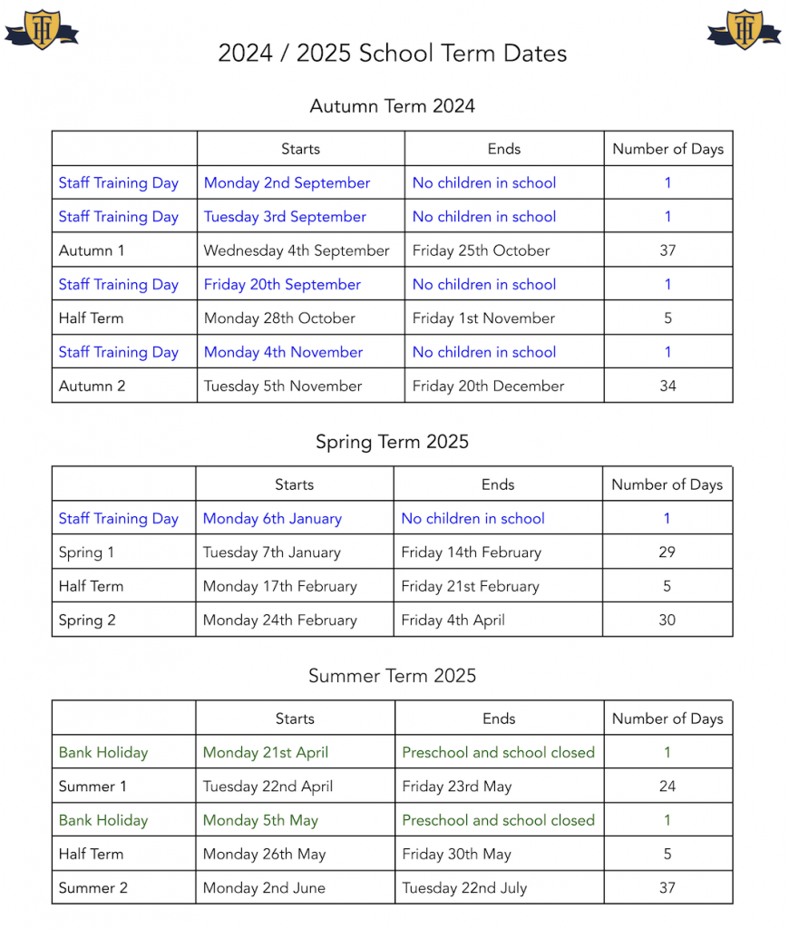 Holy Trinity Primary School | School Term Dates